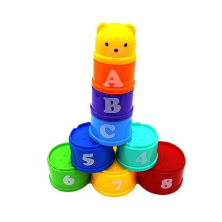 9 Pcs Stacking Cups Toy Kids Learning Count Number Cups Tower ...