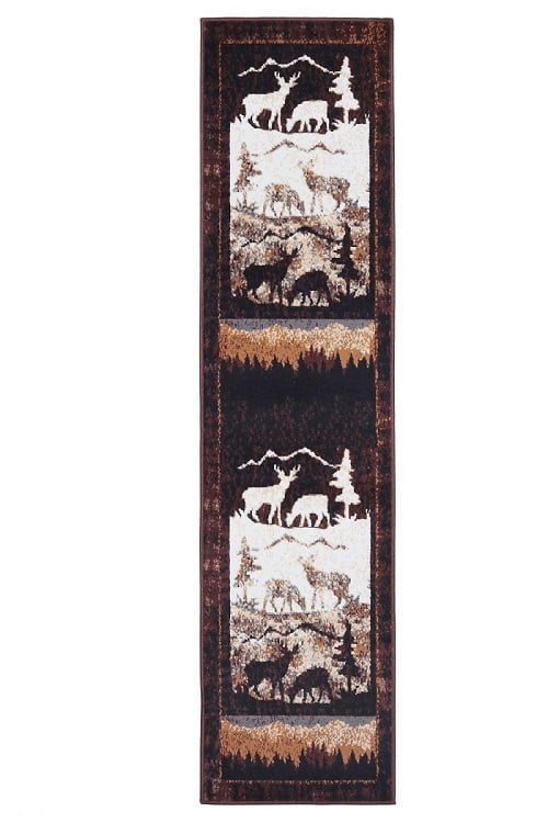 Furnish My Place Pine & Moose Lodge Rug – 2ft. x 8ft., Multicolor Cabin ...