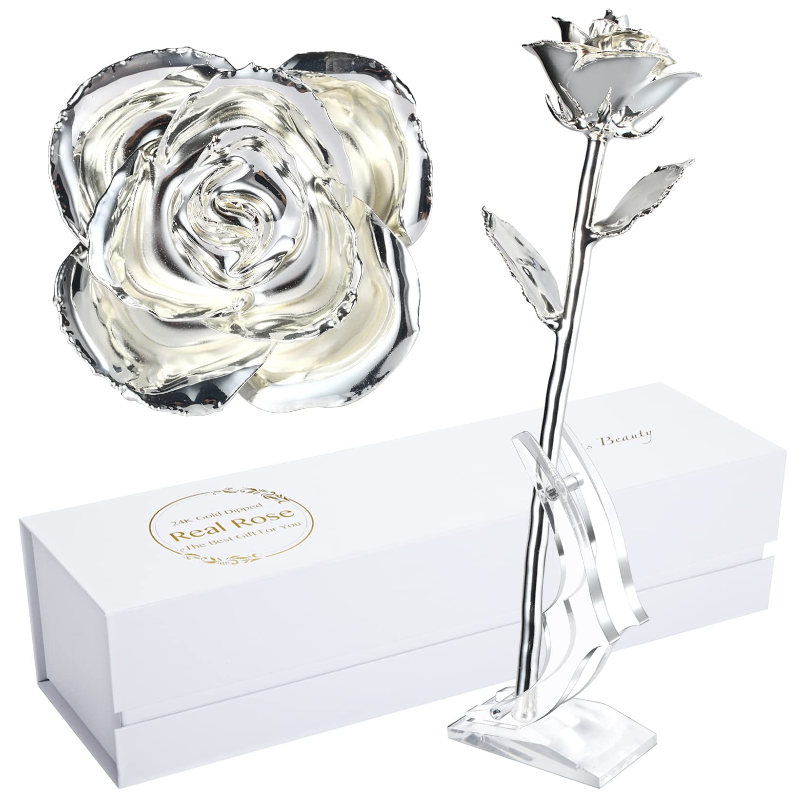 Click here for Maxspt Silver Rose  Silver Dipped Rose Made From R... prices