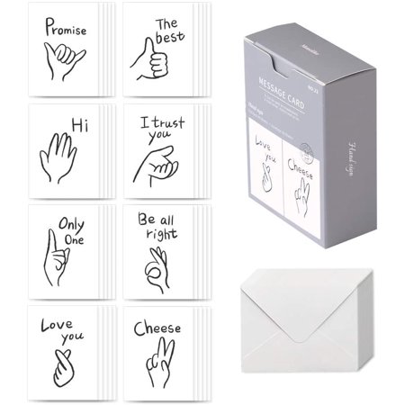 XICEN Message Hand Sign Card - Mix 40 Mini Single Cards, 20 envelopes ...