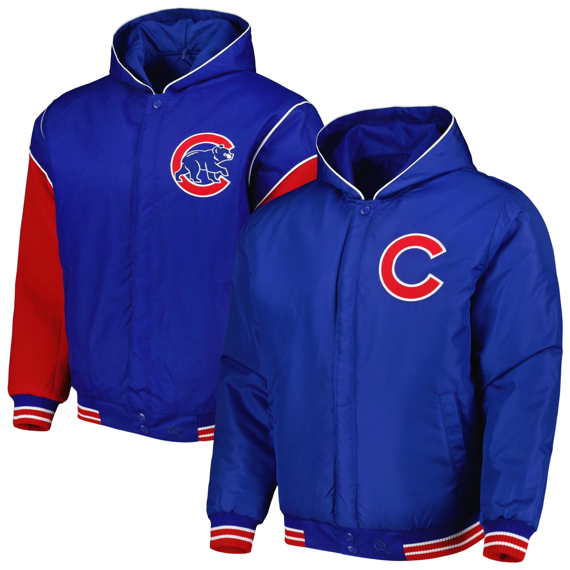 Men's JH Design Royal Chicago Cubs Reversible Fleece Full-Snap Hoodie ...