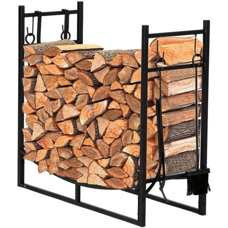 Firewood Rack Firewood Rack，Wrought Iron Fireplace Firewood Stand，Heavy ...