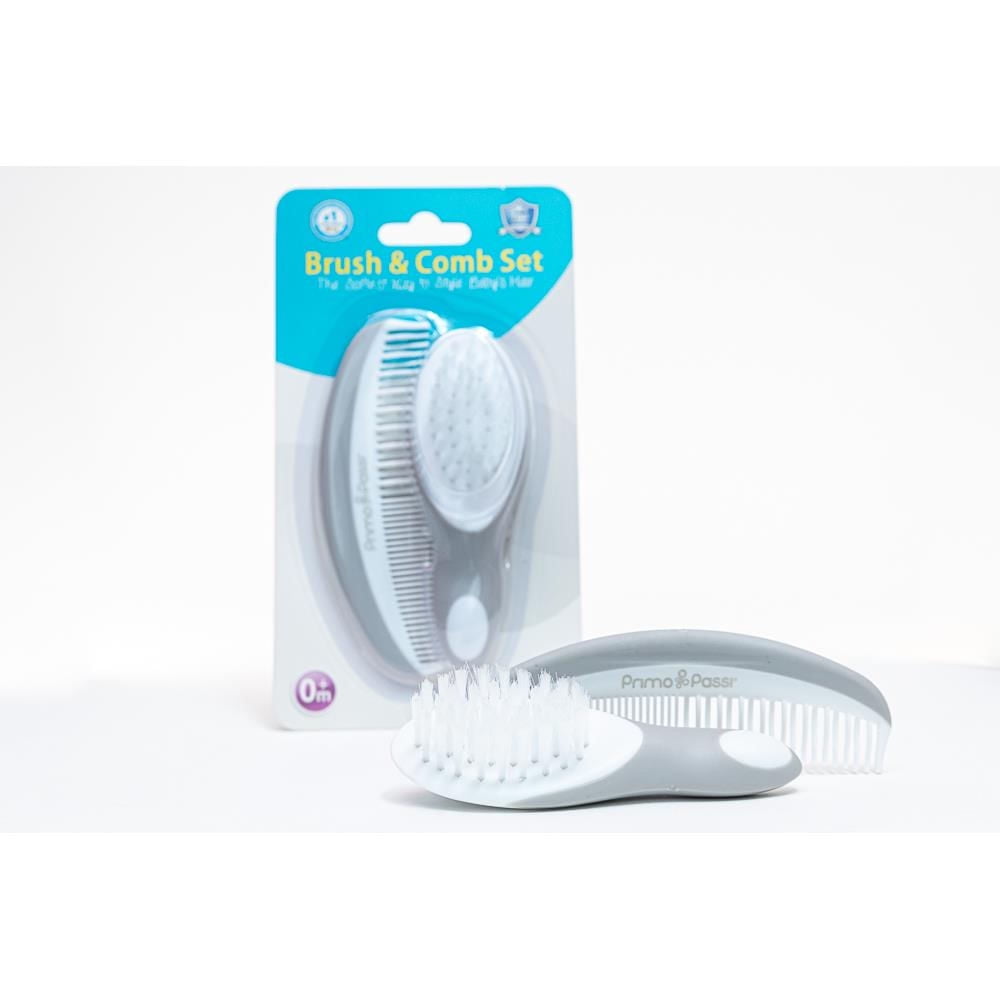 Primo Passi Super Soft Baby Comb and Brush Set (Grey) - Walmart.com ...