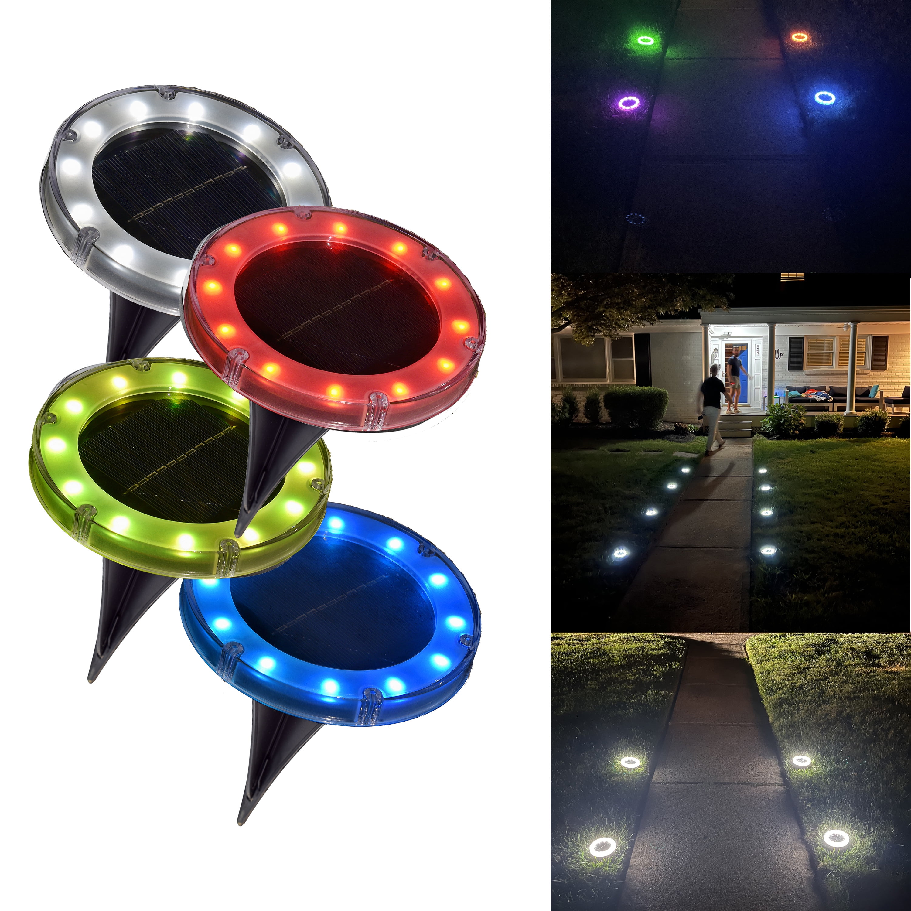 Bliss Outdoors Solar Powered LED Pathway Lights, 4-Pack, 2 Light Modes ...