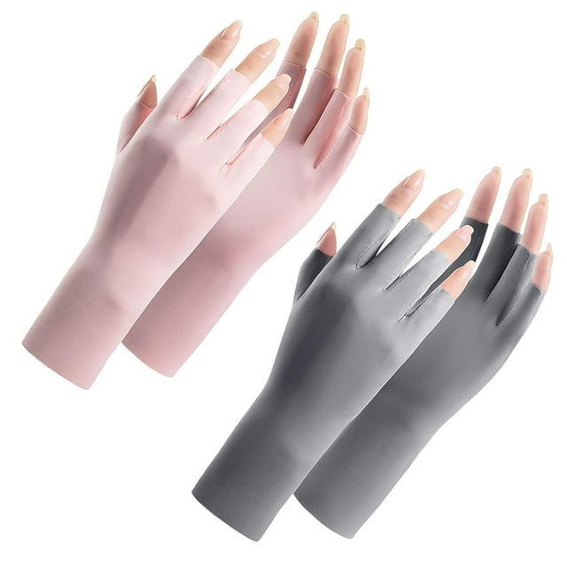 Holzlrgus Women Fingerless Gloves Summer UV Protection Gloves Cool Ice ...