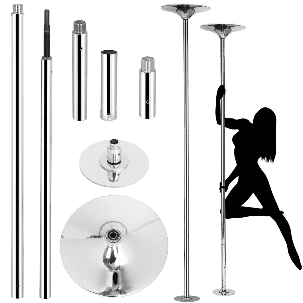 Yaheetech Portable Dance Pole Static Spinning Exercise Fitness Adjustable 45mm  Silver 15.2 X 15.2 X 108.3(Lxwxh)