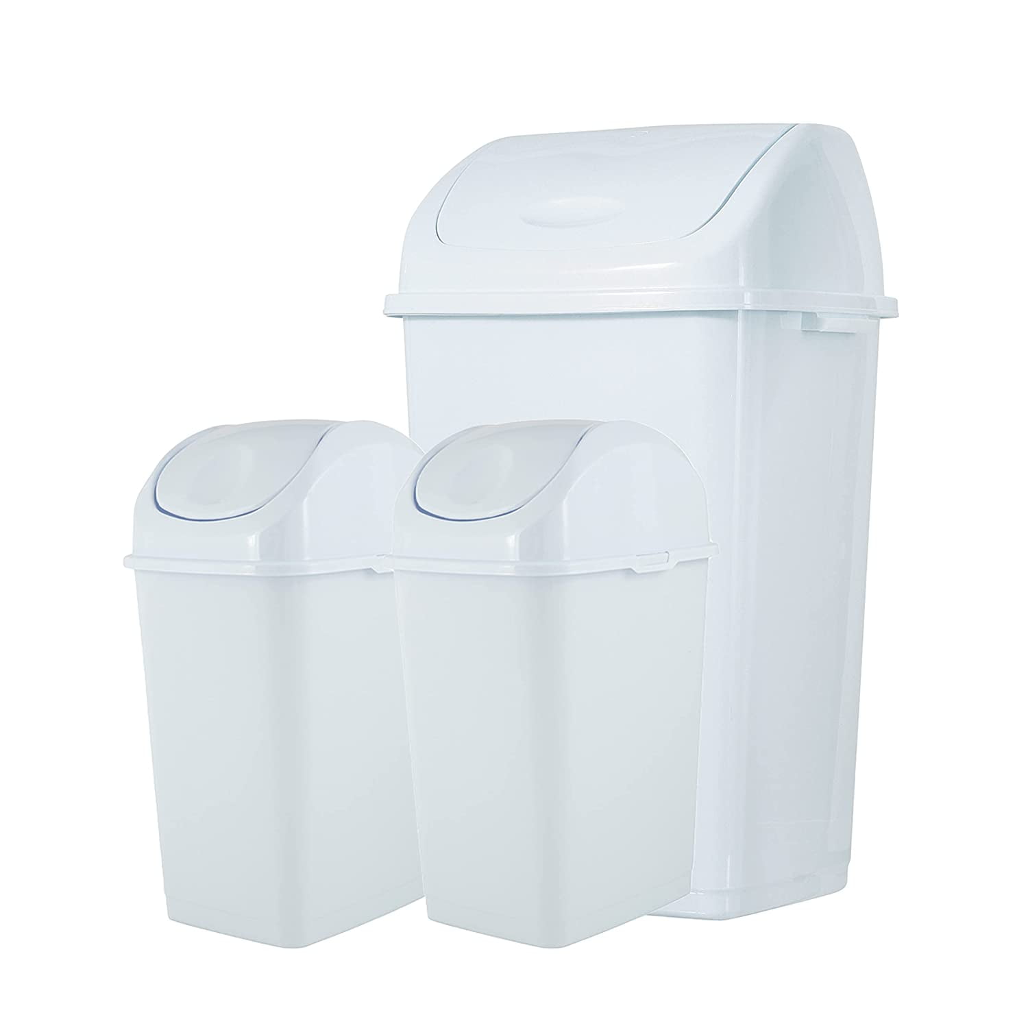 Superio Swing Top Trash Can Set - White (3 Pack- 4.5 Gal, 13 Gal ...