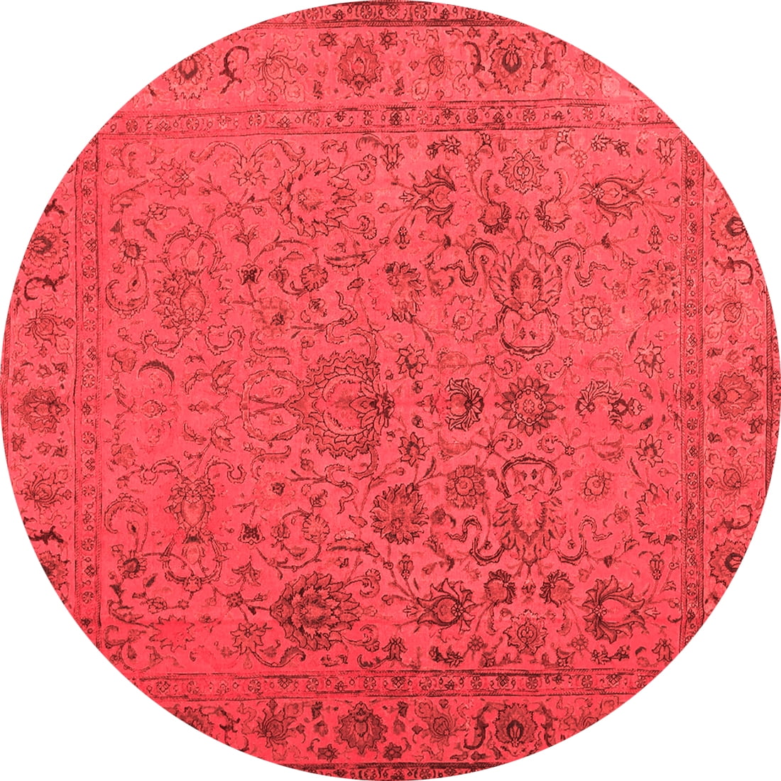 Ahgly Company Indoor Round Abstract Red Contemporary Area Rugs, 8 ...