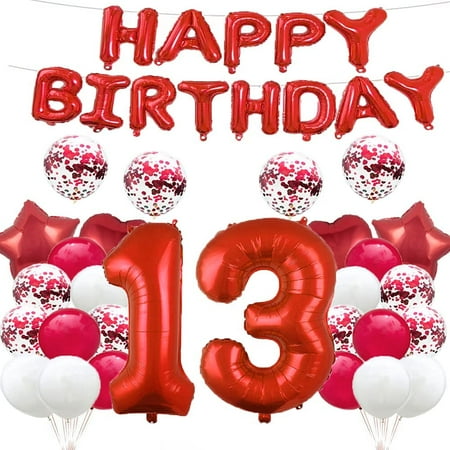 13th Birthday Balloon 13th Birthday Decorations Red 13 Balloons Happy ...