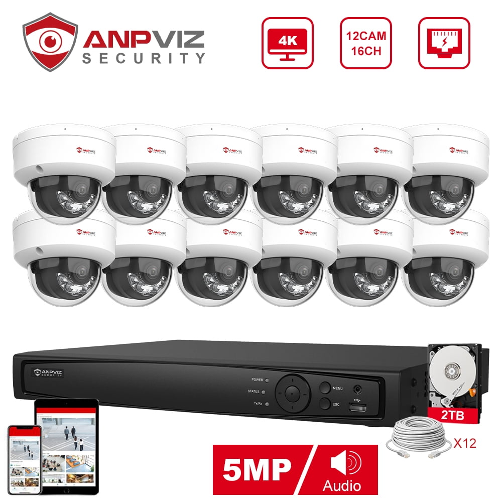 Anpviz 16CH 4K 5MP PoE Home Security Camera System, H.265+ NVR AI CCTV ...