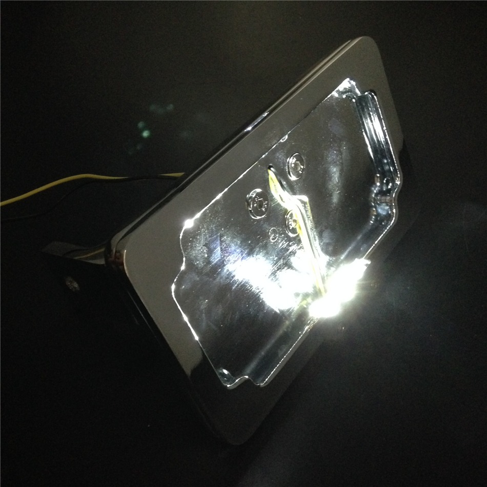Buy HTT Chrome Side Mounted License Plate Bracket w/ LED Light For ...