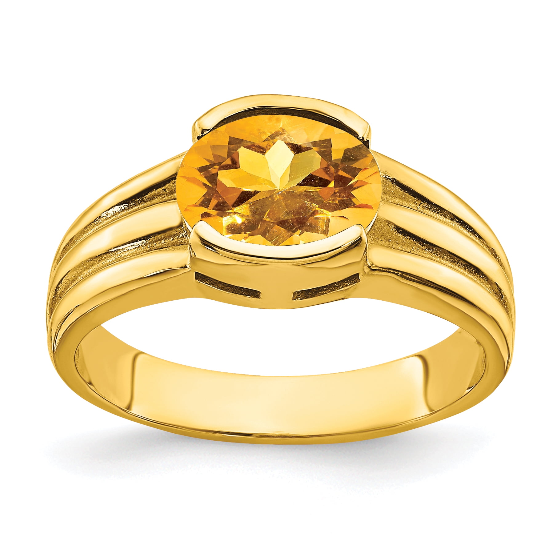 Primal Gold 14 Karat Yellow Gold 8x6mm Oval Citrine Ring - Walmart.com