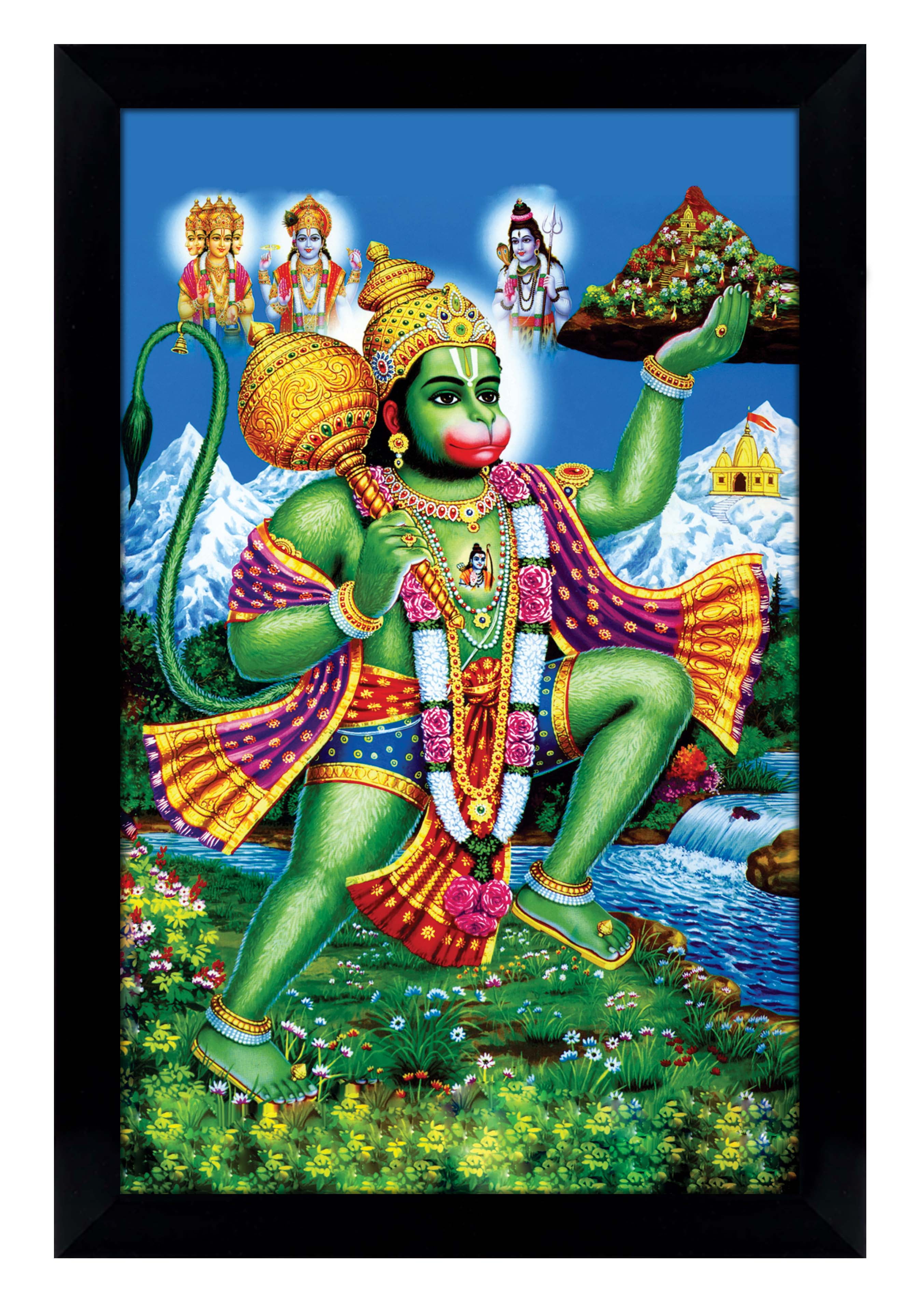 IBA Indianbeautifulart Lord Hanuman Picture Frame Religious Poster ...