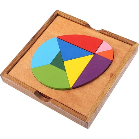 Wooden Blocks Tangram Puzzle Toy: Brain Teasers Colorful 3D Russian ...