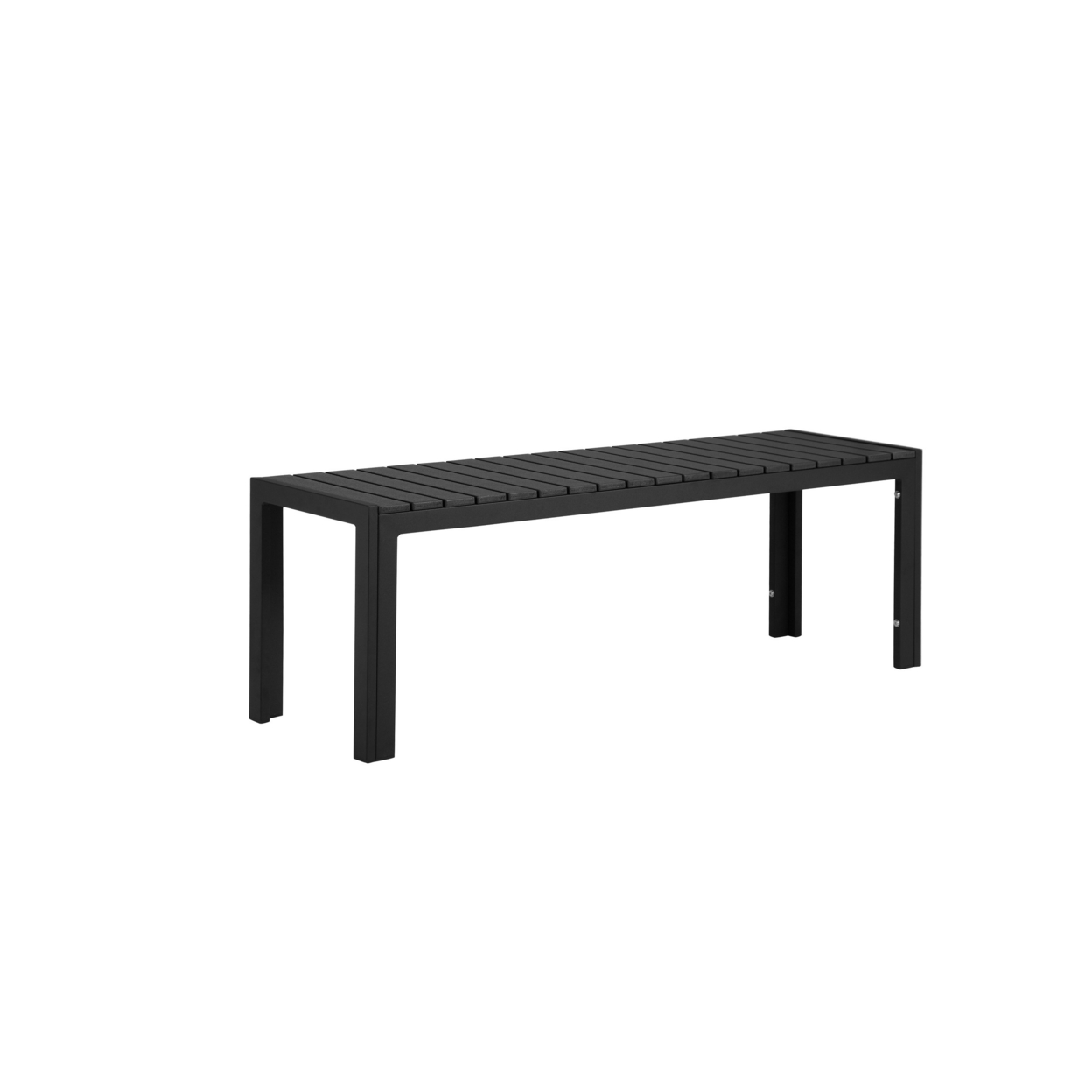 Theo 53 Inch Outdoor Bench, Black Aluminum Frame, Plank Style Seat ...