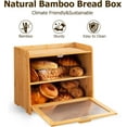 Double Layer Bread Box for Kitchen Countertop, Bamboo Large Capacity ...