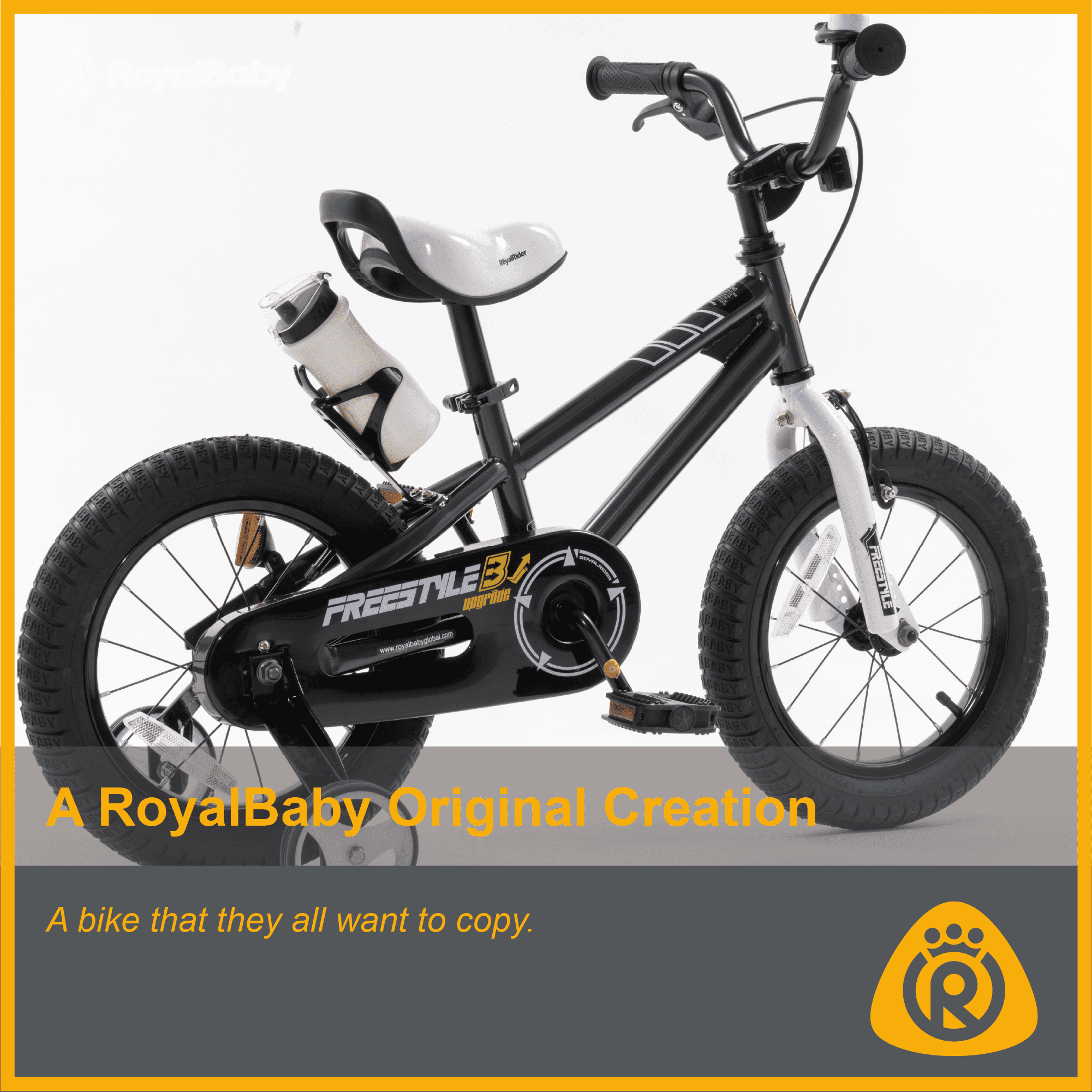 Royalbaby Boys Girls Kids Bike 12 In BMX Freestyle Black 2 Hand Brakes ...