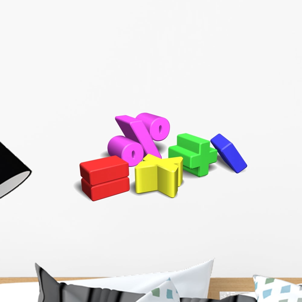 3D Math Symbols or Wall Decal by Wallmonkeys Peel and Stick Graphic (18 ...