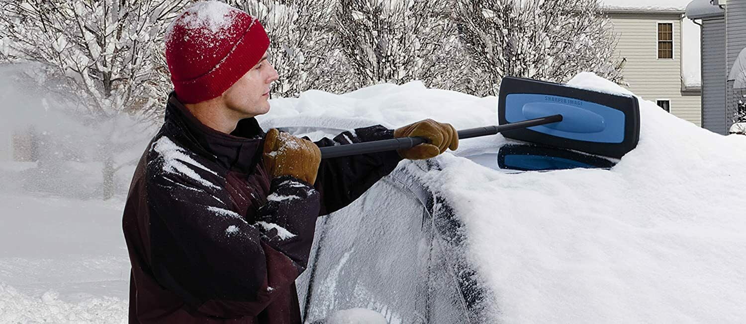 Sharper Image Snow Sweeper Pusher 18" Foam Head 40" Extending Handle ...