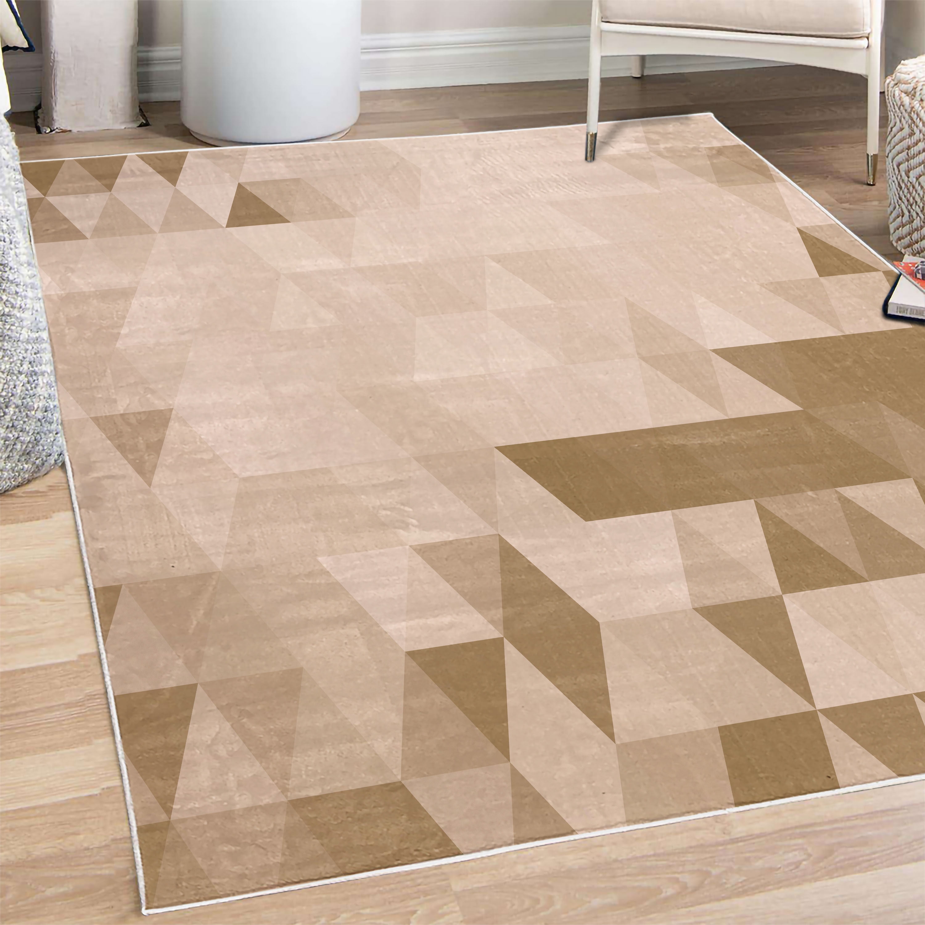 Geometric Decorative Rug, Triangle Mosaic Shapes Patterns with Abstract ...