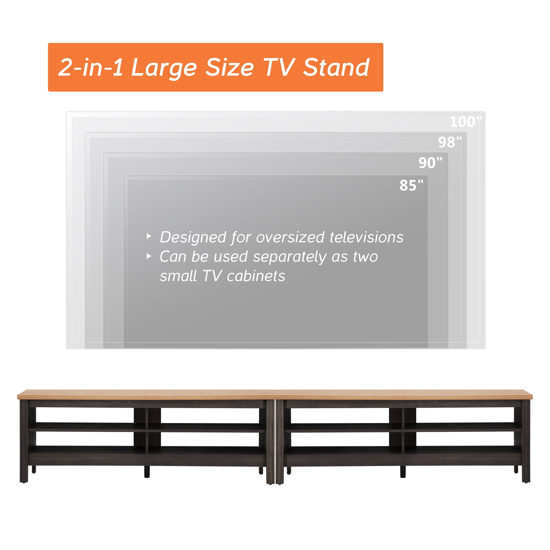 Buy LED TV Stand for 85 inch TV Entertainment Center Black/Oak TV ...
