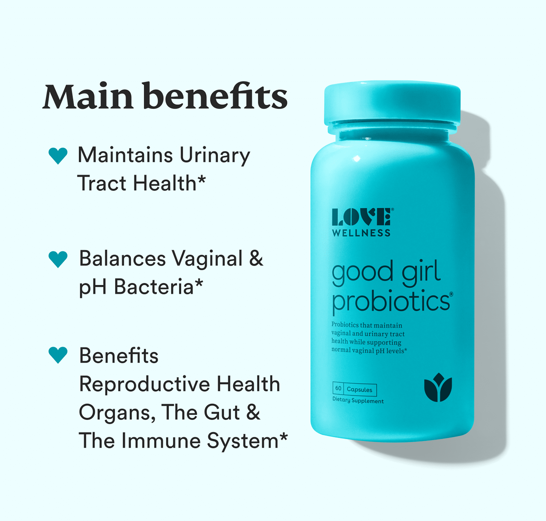 Love Wellness Good Girl Probiotics for Vaginal & Urinary Tract Health ...