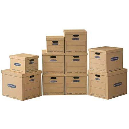 Bankers Box SmoothMove Classic Moving Kit Boxes, Tape-Free Assembly, Easy Carry Handles, 2 Small ...