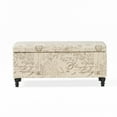Noble House Phelan Rectangular Fabric Lift Top Storage Ottoman, French ...