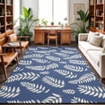 Beige Ferns Washable Area Rugs 4'x6', Marine Plants Fronds Floral Navy ...