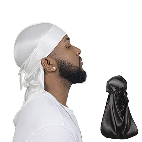 Premium Satin Deluxe Du-rag ForceWave 2 Pieces Silky Durag Pack for Men ...