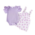 Baby Toddlers Summer Girls Outfits Ruffle Sleeve Bodysuit and Floral ...