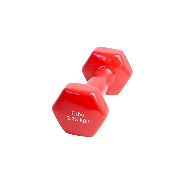Color-coded vinyl-coated iron dumbbell, red, 6 lb, 1 each - Walmart.com