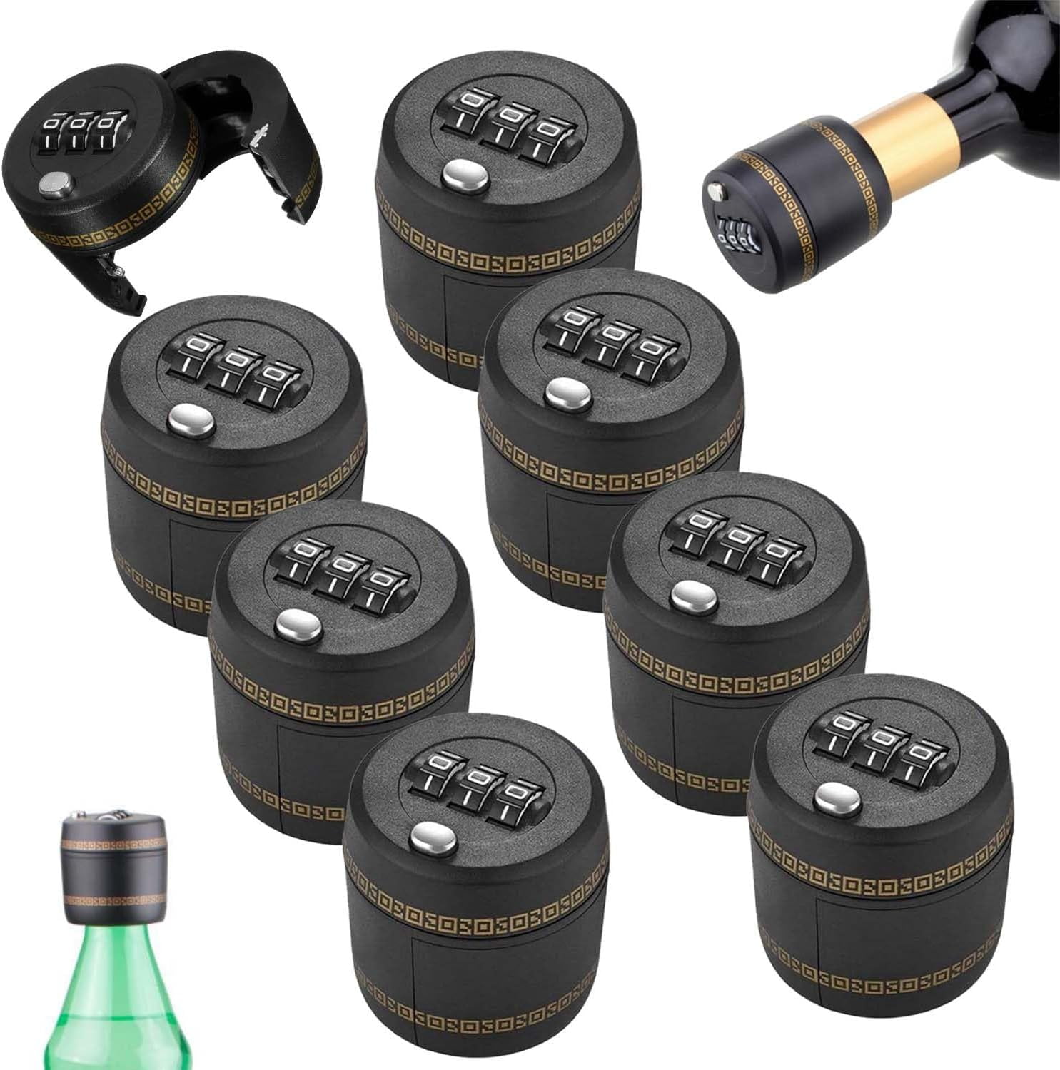 Soda Bottle Lock Cap, Wine Bottle Lock Combination Password Code Lock ...