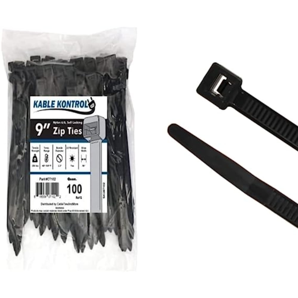 Kable Kontrol Black Zip Ties - 9" Inch Long Extra Heavy Duty - UV ...