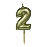 Way to Celebrate! Gold Birthday Candle, Number 2 - Walmart.com