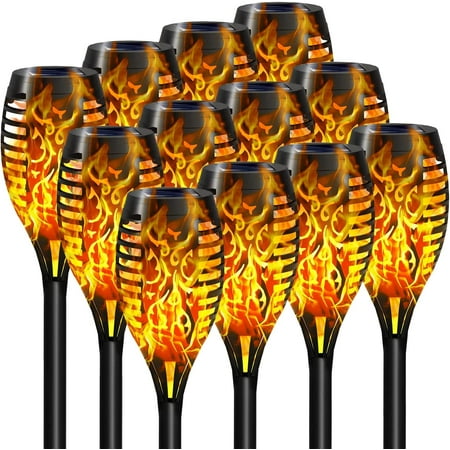 Laerper Pack Yellow Solar Torch Light with Flickering Flame, 12 LED ...