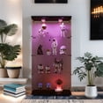 65" Tall Glass Display Cabinet with LED Lamp and Metal Handle, Sturdy 4 ...
