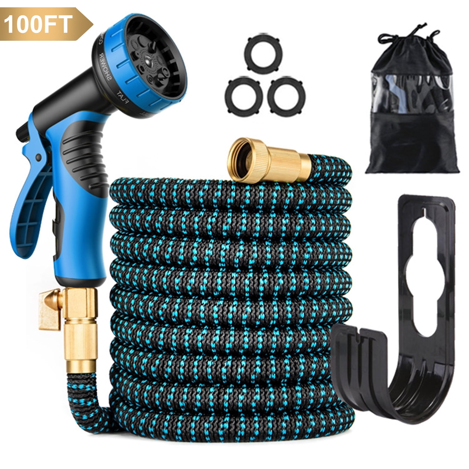 Luniquz 100 FT Garden Hose: Tangle-Free, Extendable with Brass Fittings ...