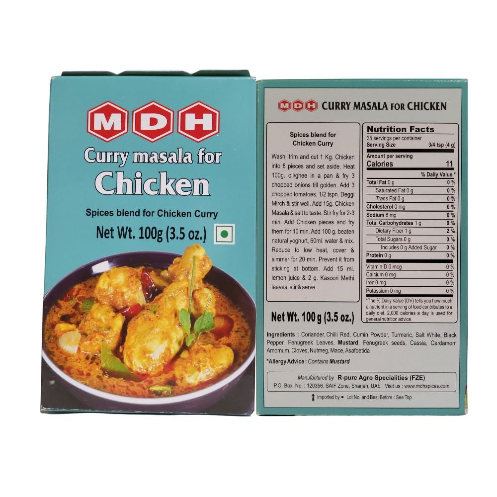 Mdh Curry Masala For Chicken 100g (Pack of 10) - Walmart.com