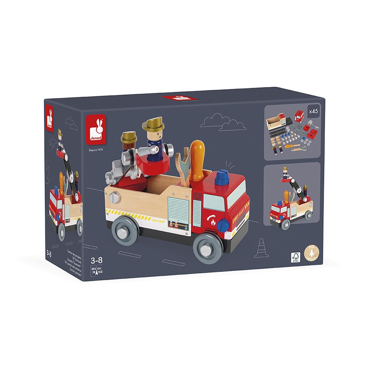 Click here for Janod - Bricokids Wooden Fire Truck - Construction... prices
