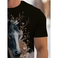 1 adult high-quality T-shirt, printed with a horse floral pattern ...