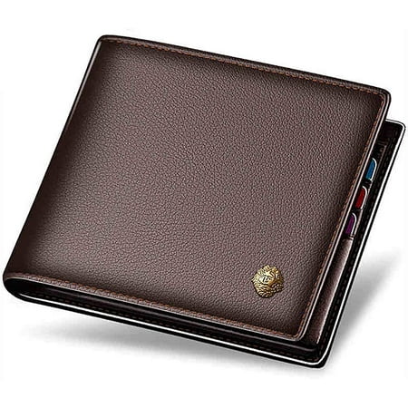 XBRW Men's Genuine Leather Wallet Short Slim Wallets Credit Card Holder ...