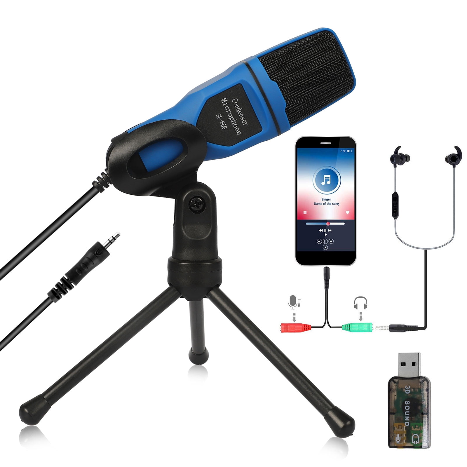 EEEkit 3 5mm PC Microphone Computer Condenser Studio Microphone With
