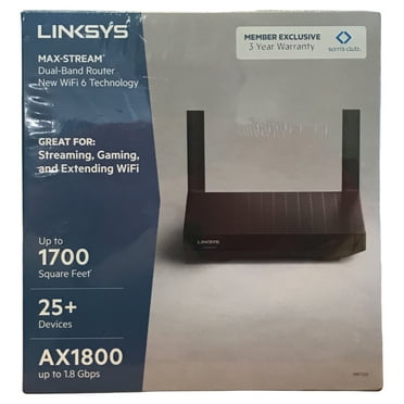 Linksys Max-Stream WiFi 6 AX Router, 2.4GHz & 5GHz, 225MB/s, 2 Antennas ...