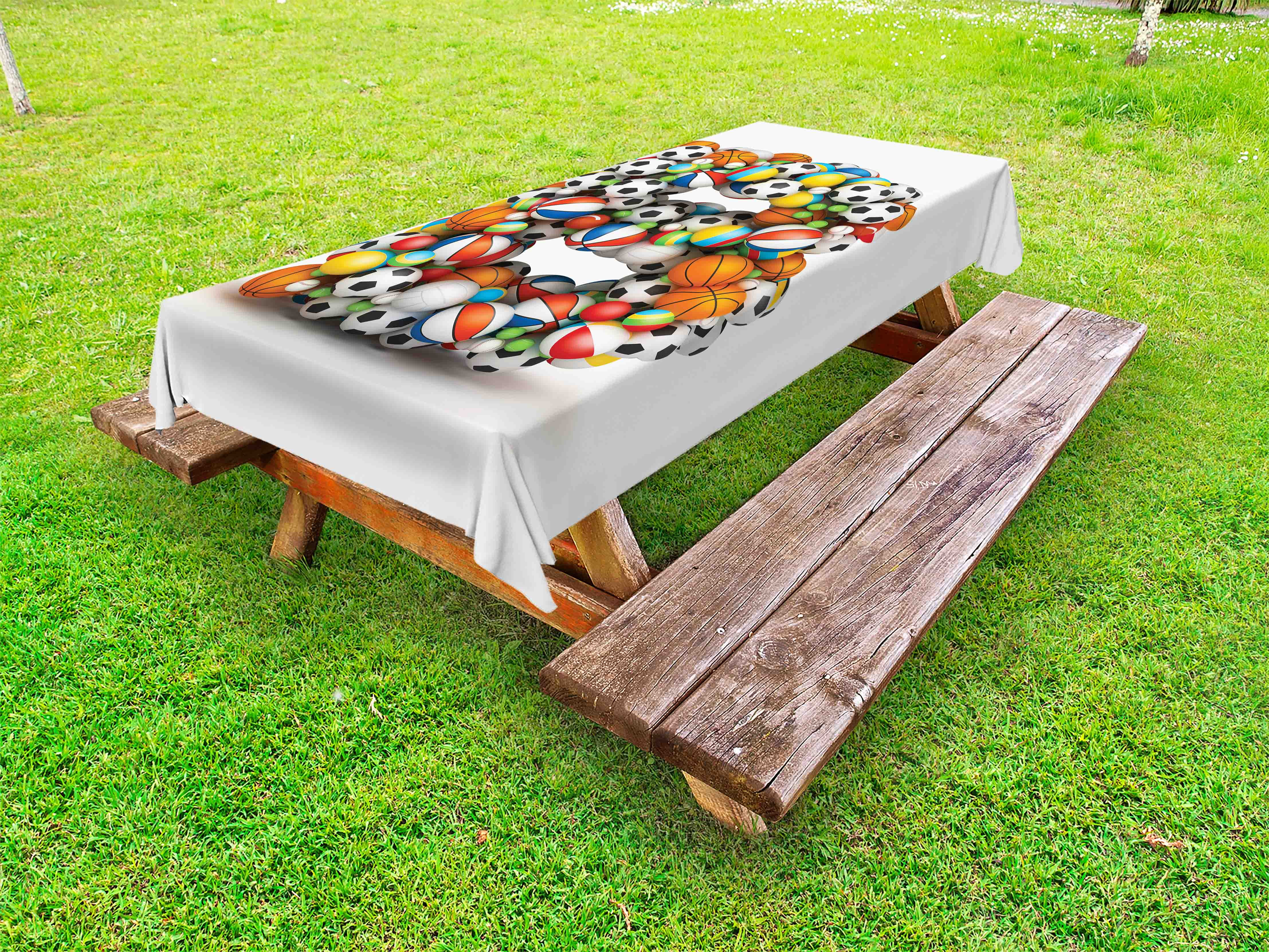 Letter B Outdoor Tablecloth, Tennis Volleyball Football Basketball ...