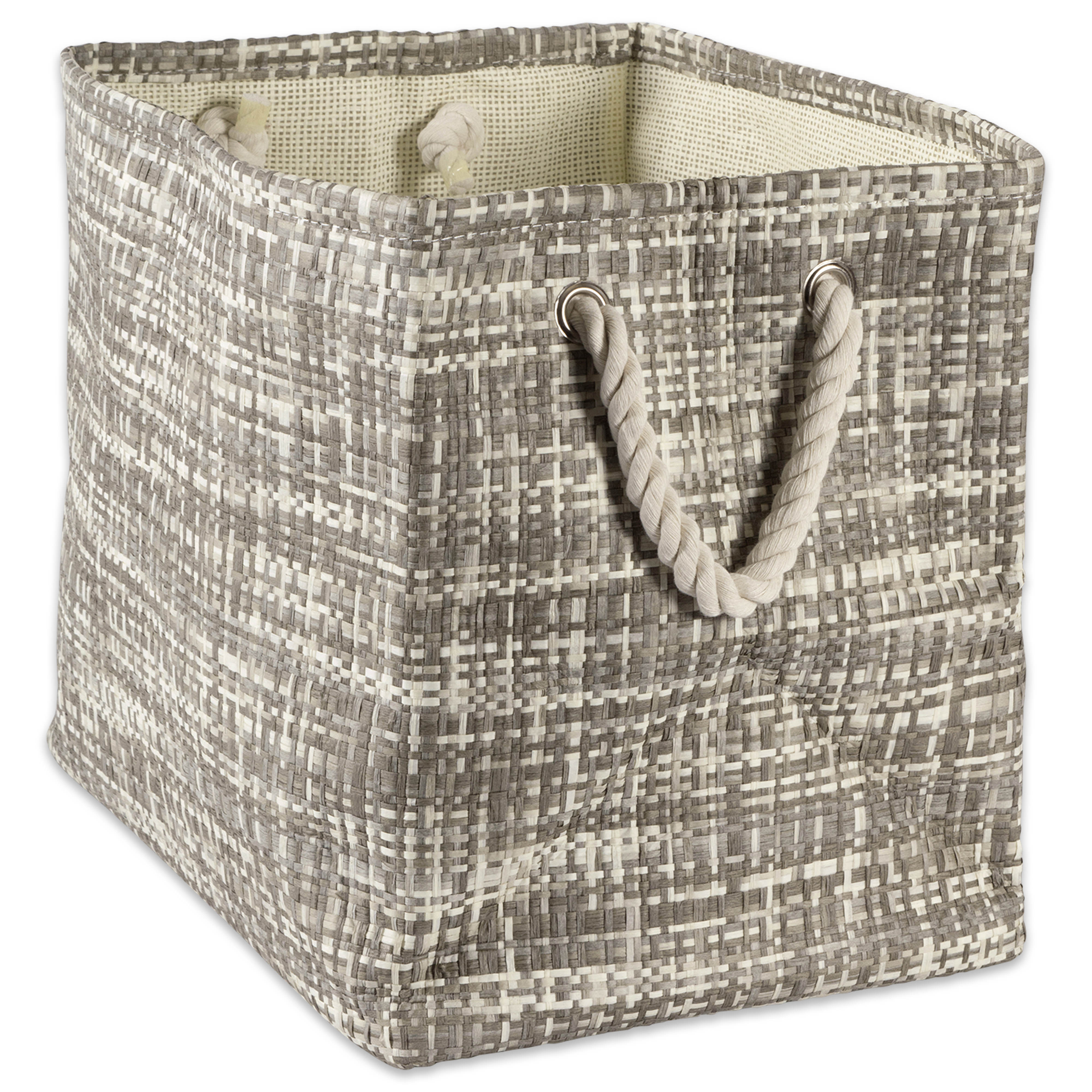 Design Imports Paper Bin Tweed Gray Rectangle Large, 17"x12"x12", 100% ...