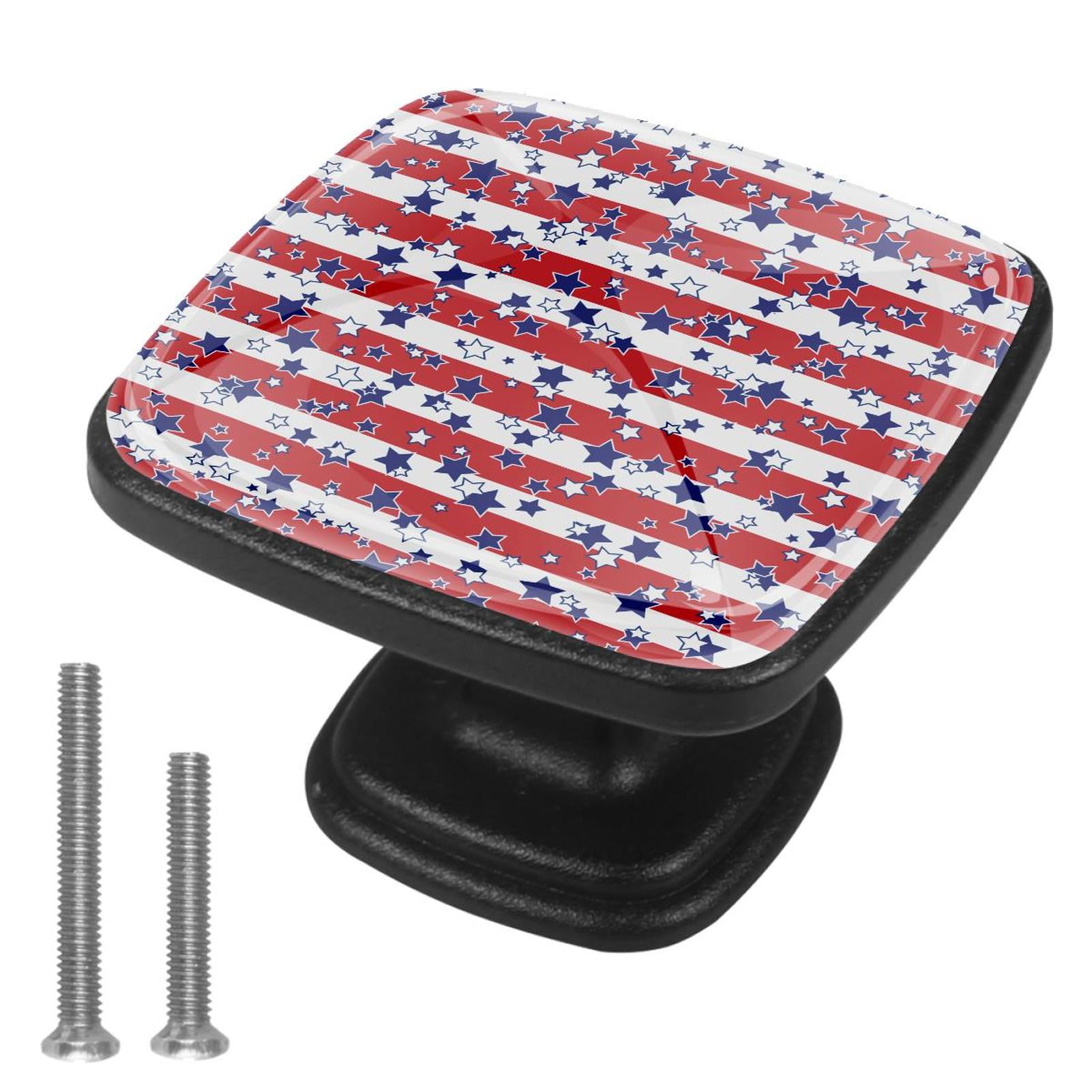 4 Pcs Cabinet Handle Drawer Pulls Stars Stripes USA Flag Knobs with ...