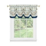 Achim Tattersall Tuck Valance with Buttons - 58x14 - Navy - Walmart.com