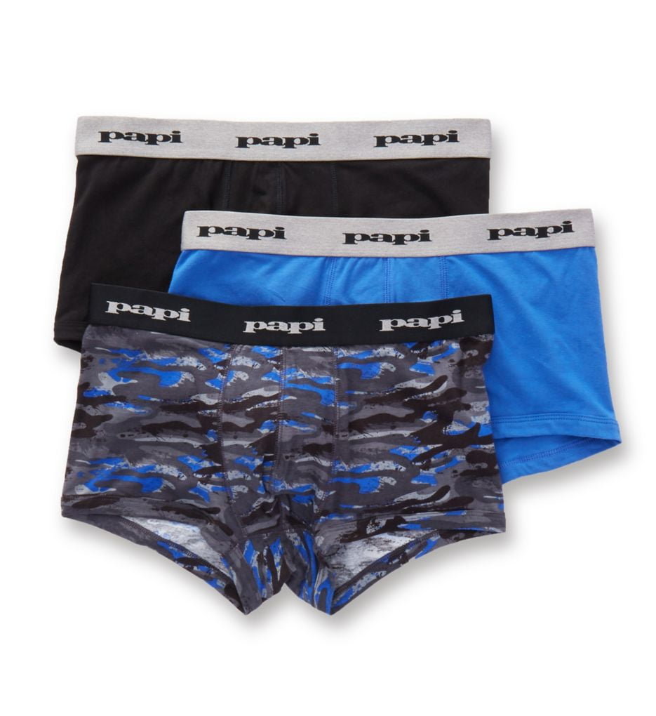 Men's Papi 980535 Camo Cotton Stretch Brazilian Trunks - 3 Pack (blue ...