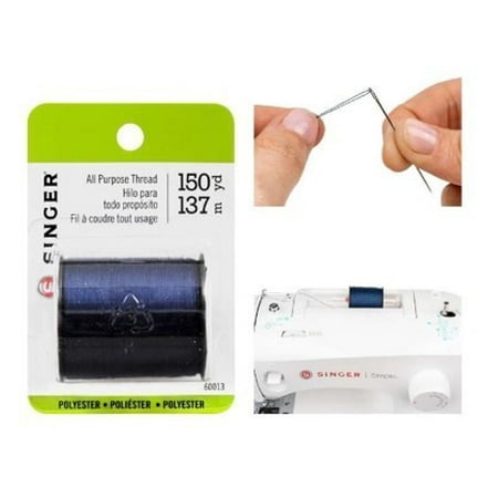 Singer All Purpose Polyester Thread Spool - Navy 150 Yards 100% ...